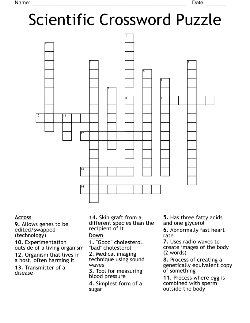 Scientific Crossword Puzzle - WordMint