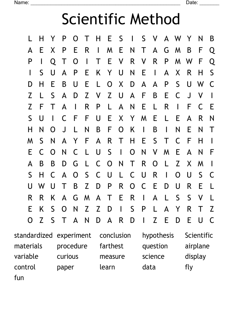 Scientific Method Word Search - WordMint