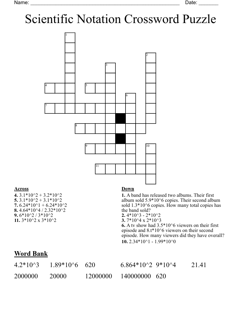 Scientific Notation Puzzles WordMint