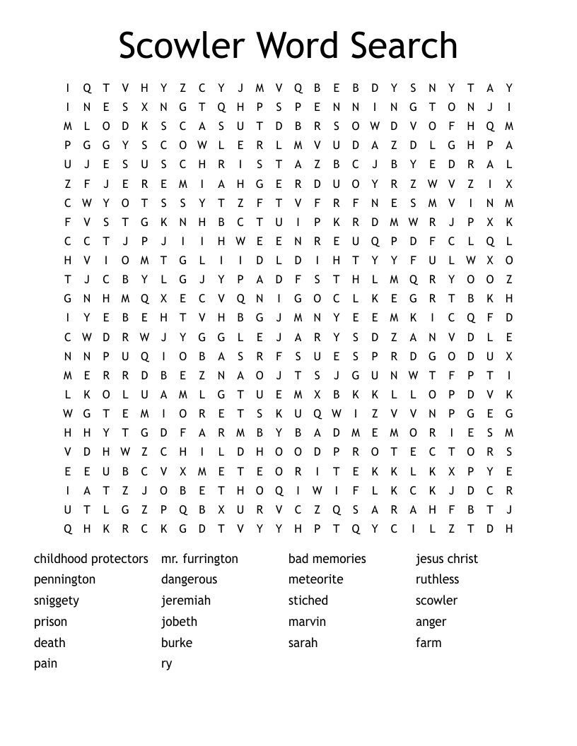 Scowler Word Search - WordMint