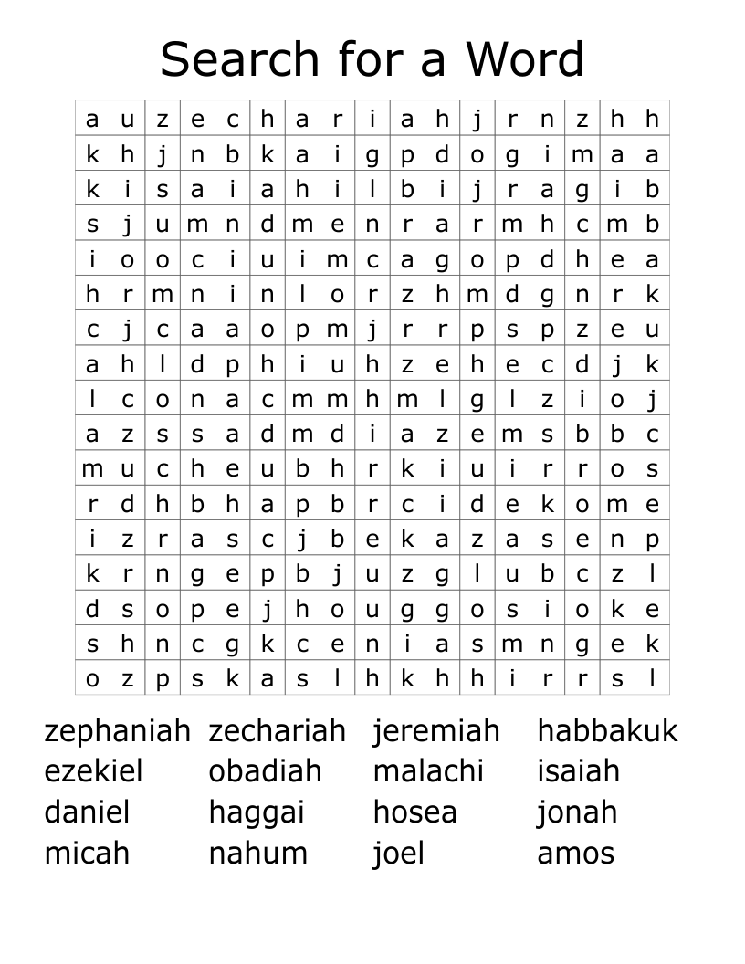 Zechariah Word Search WordMint