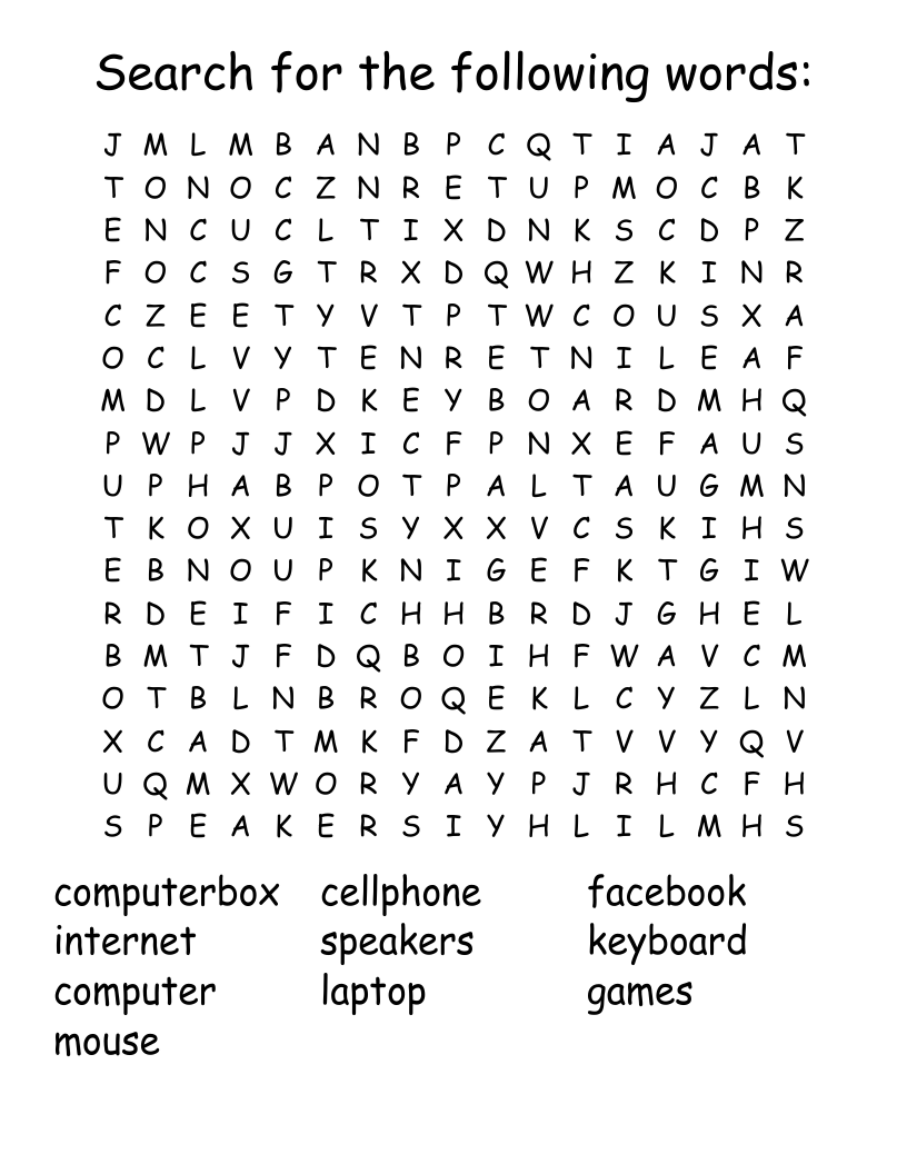 Search For The Following Words Word Search WordMint