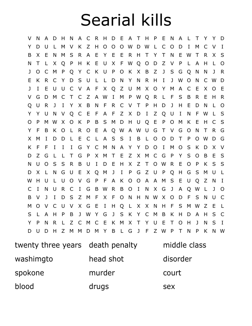 Searial kills Word Search - WordMint