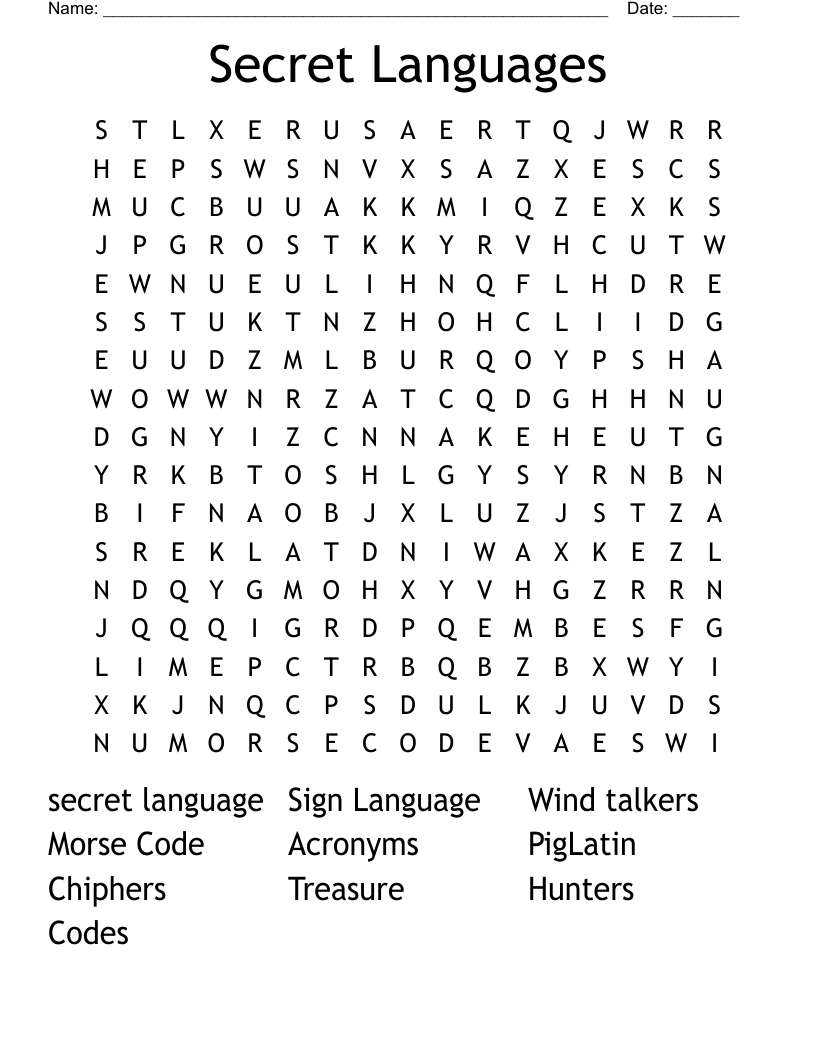 Secret Languages Word Search - WordMint