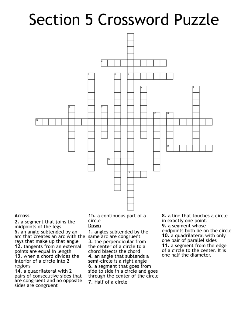 Section 5 Crossword Puzzle - WordMint