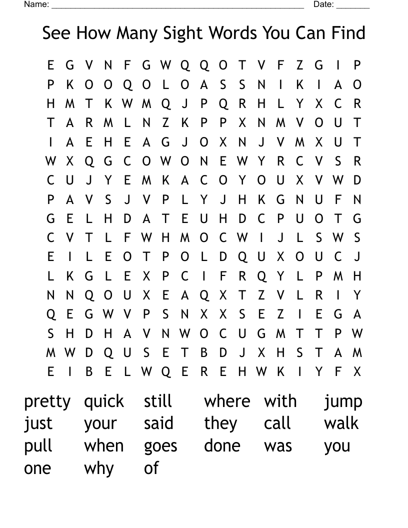 See How Many Sight Words You Can Find Word Search WordMint