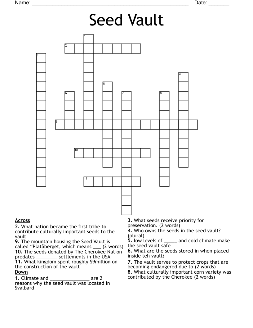 Seed Vault Crossword WordMint
