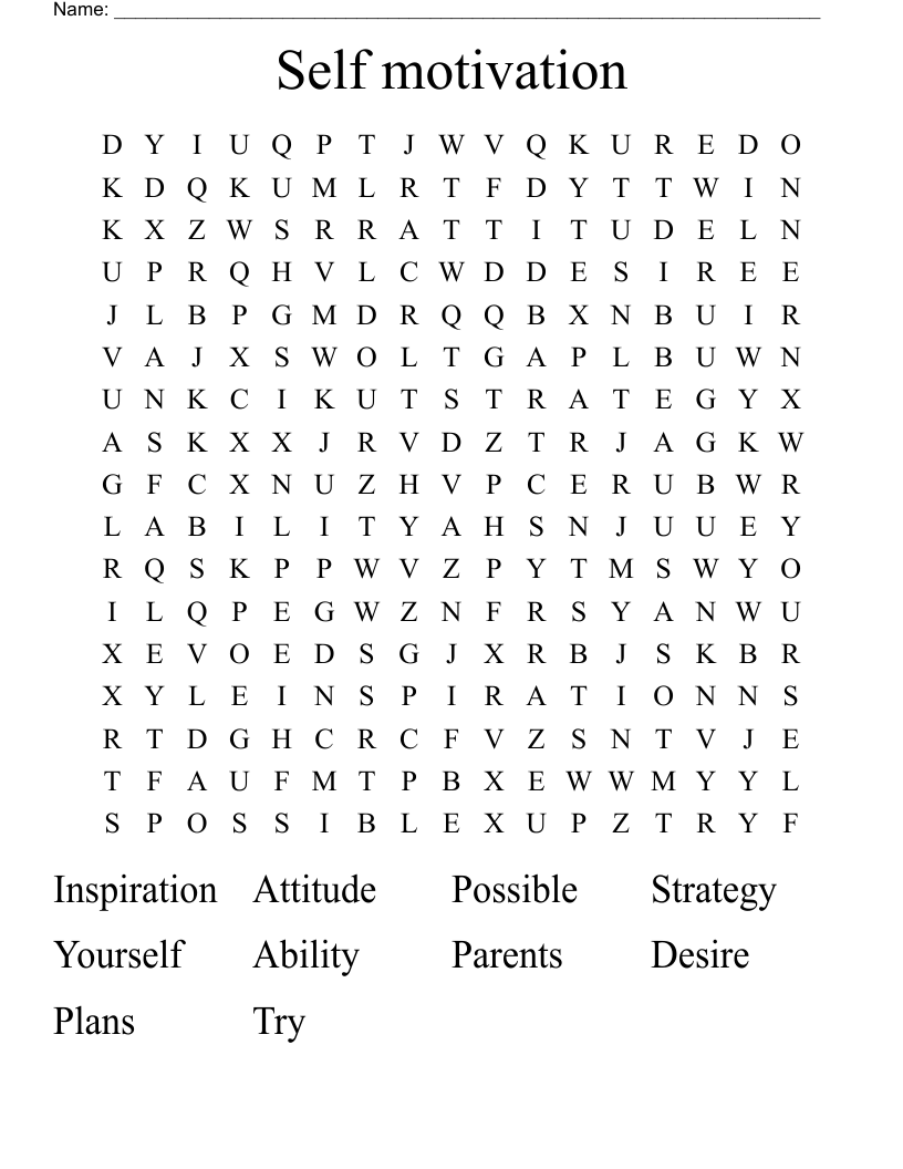 Self motivation Word Search - WordMint