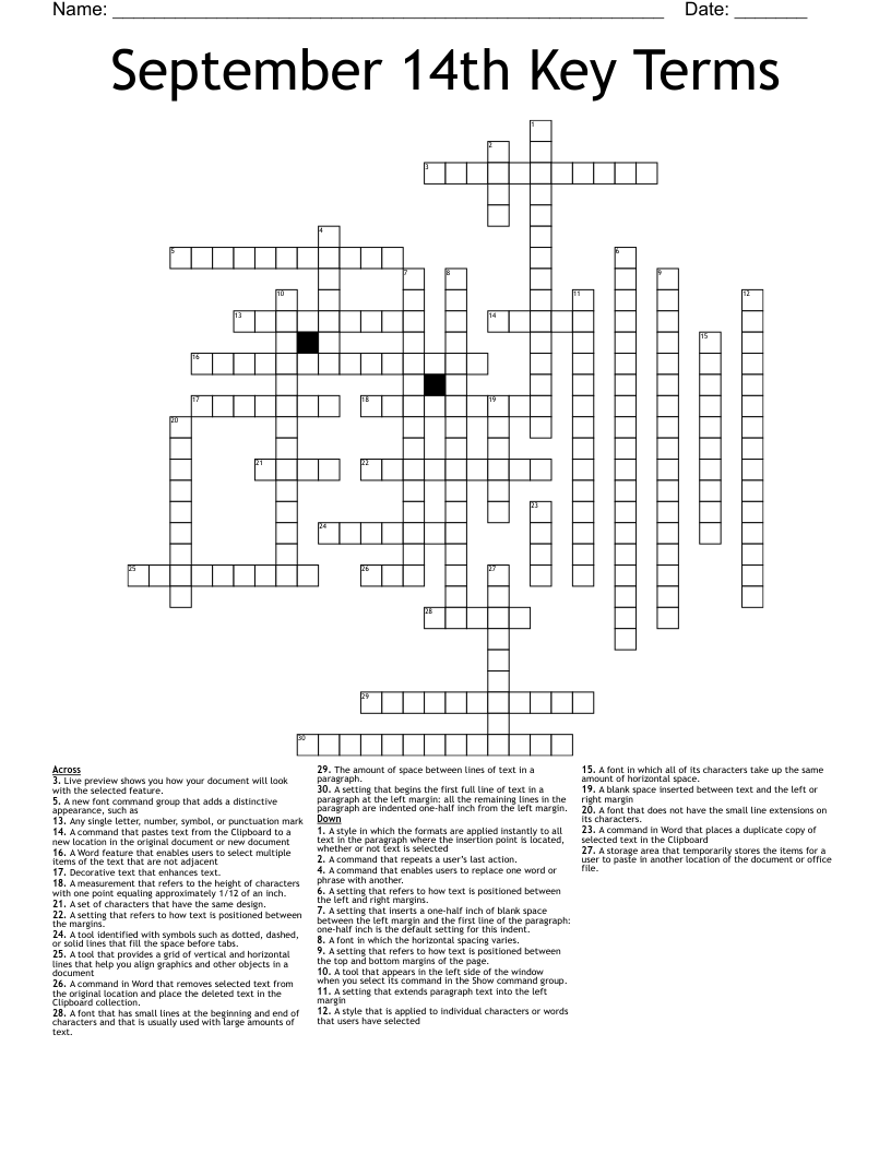 Google Docs Crossword WordMint