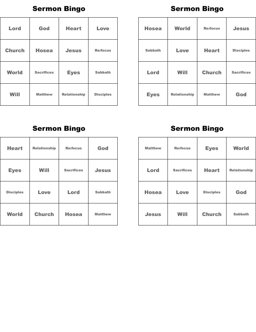 Sermon Bingo - WordMint
