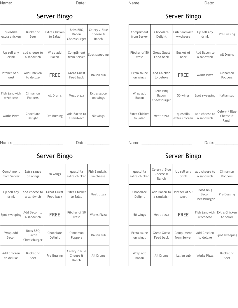 SERVER BINGO WordMint