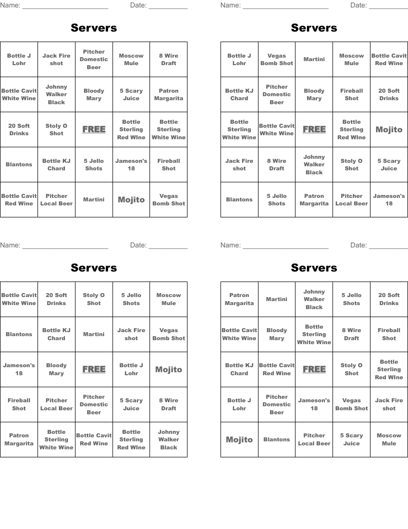 Server Bingo Cards WordMint