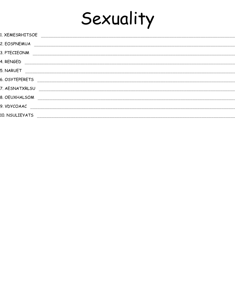 Sexuality Word Scramble - WordMint