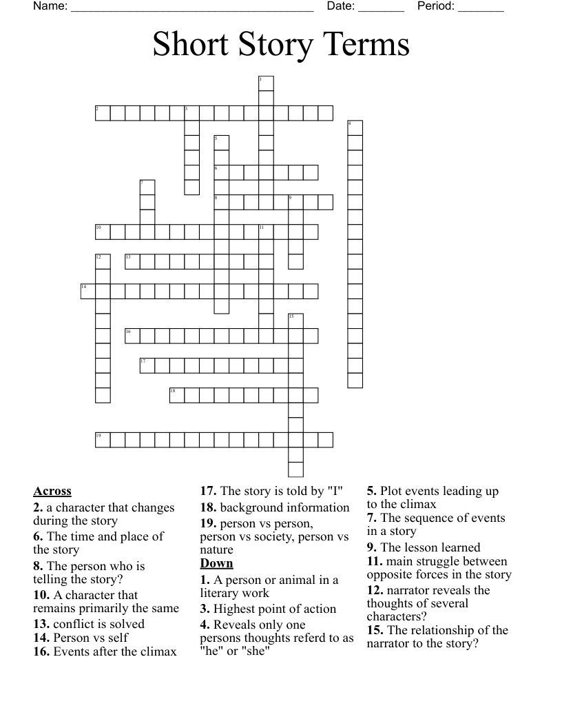 Elements Of Fiction Worksheet WordMint