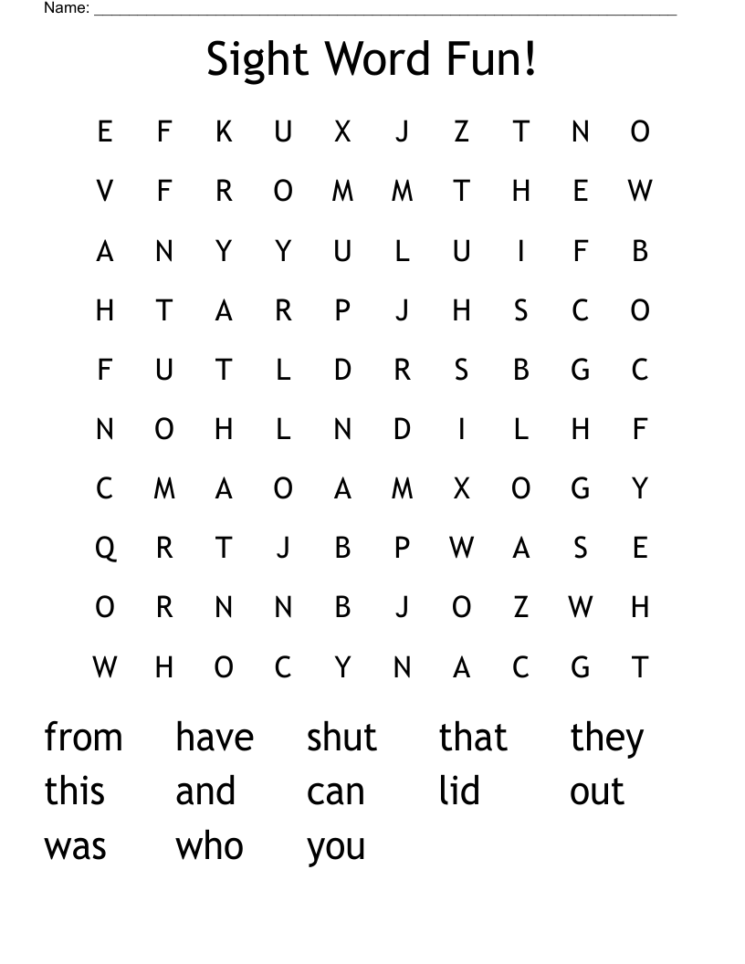 Sight Word Fun! Word Search - WordMint