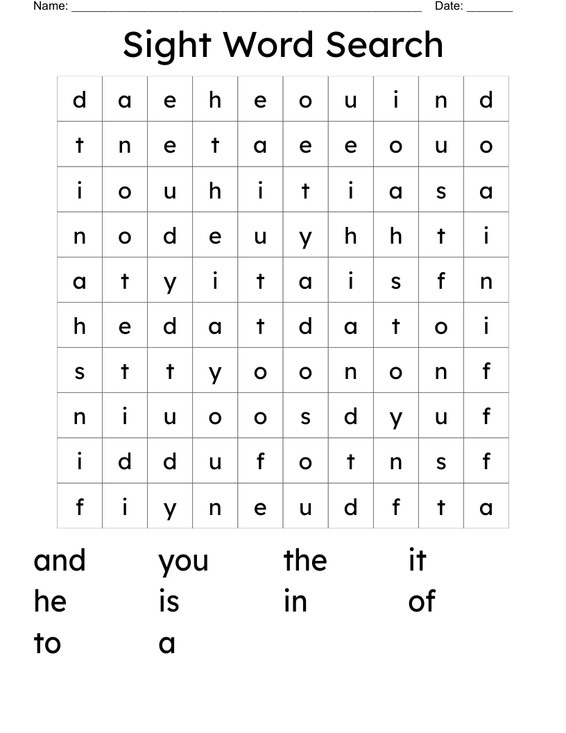 Sight Word Search - WordMint