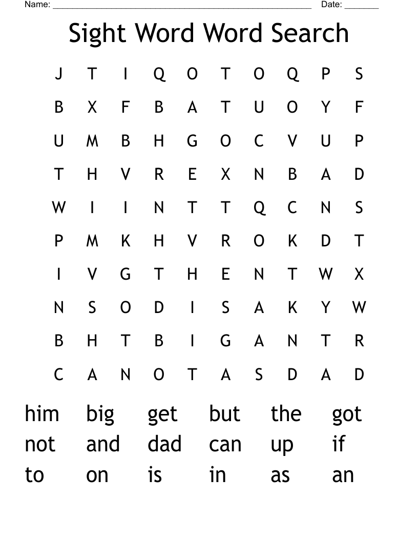 Sight Word Word Search - WordMint