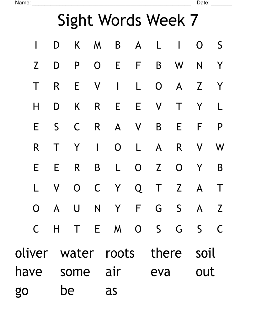 Sight Words Week 7 Word Search - WordMint
