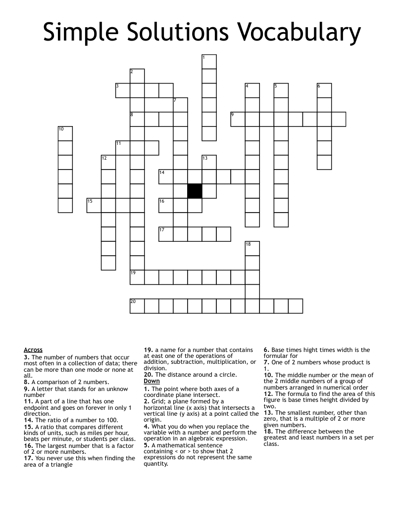 Simple Solutions Vocabulary Crossword - WordMint