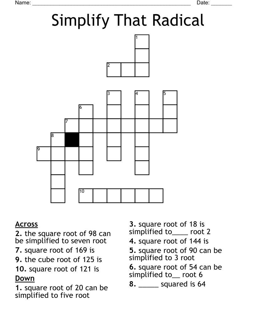 Simplify That Radical Crossword WordMint