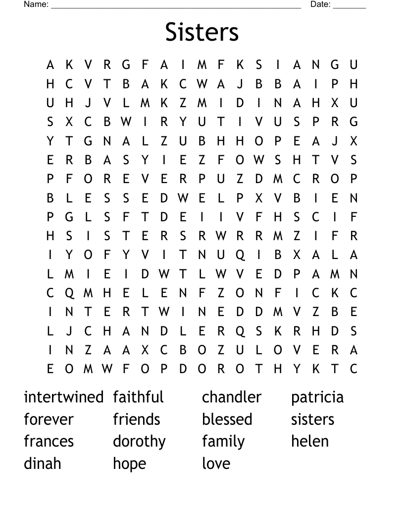 Sisters Word Search - WordMint