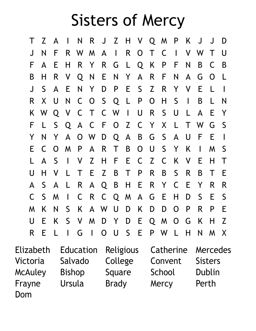 Sisters of Mercy Word Search - WordMint