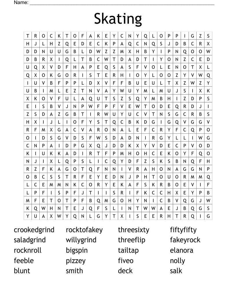 Skating Word Search - WordMint
