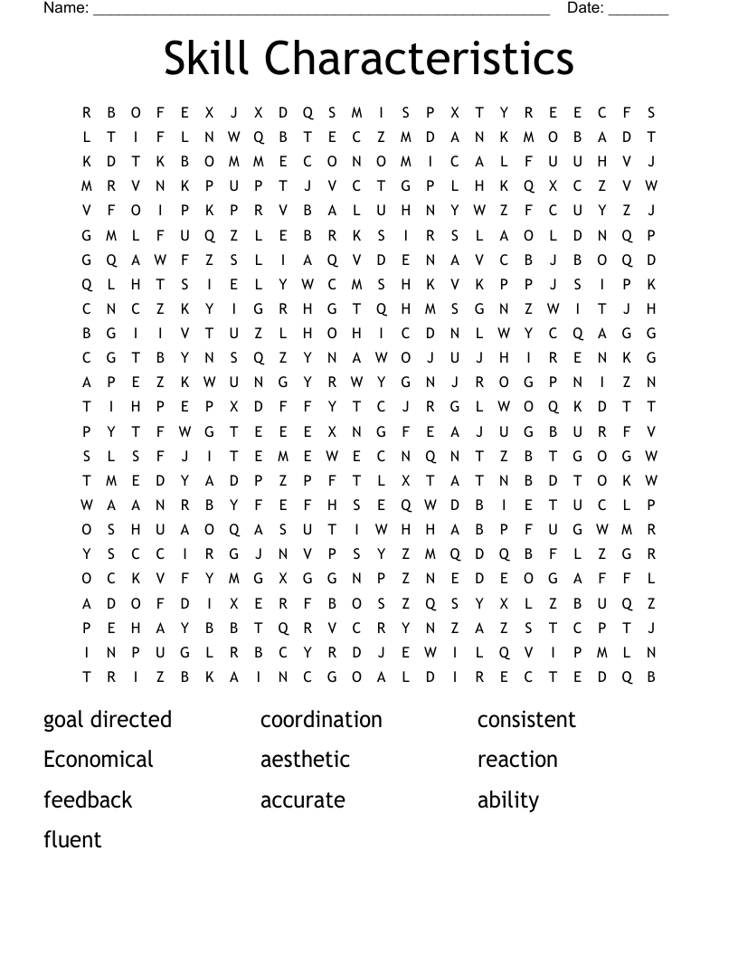 Skill Characteristics Word Search - WordMint