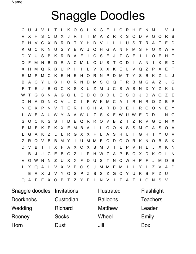 Snaggle Doodles Word Search - WordMint