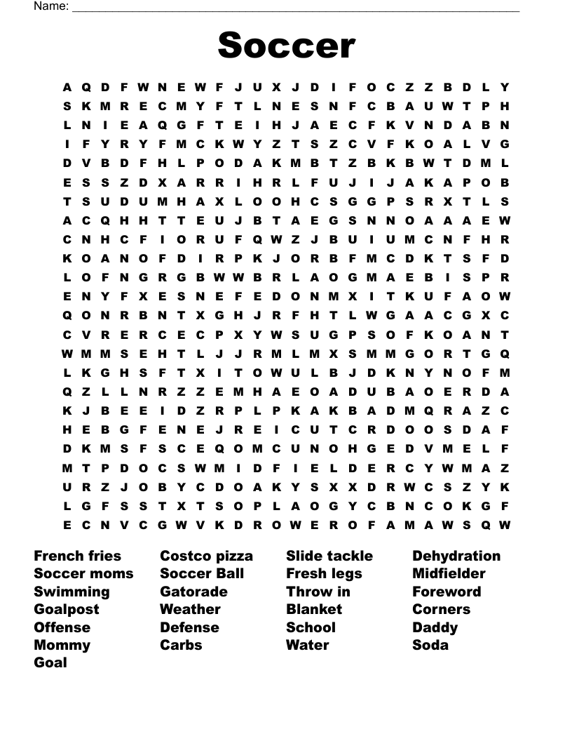Soccer Word Search - WordMint