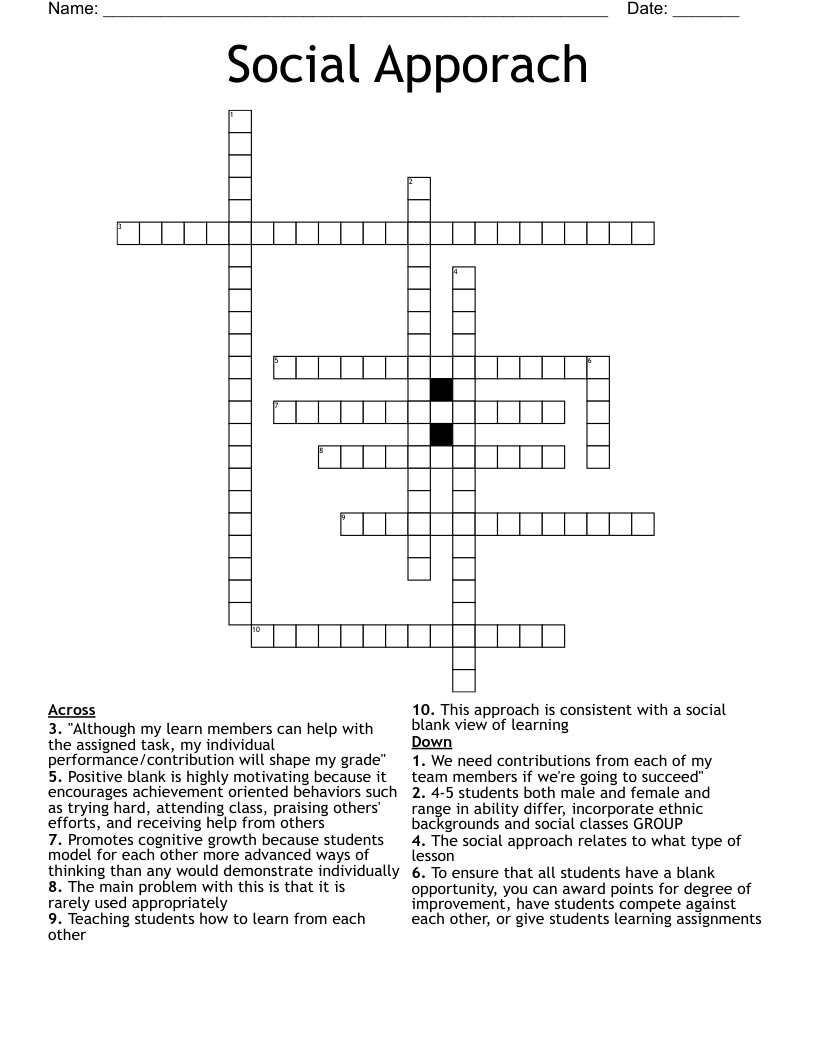 Social Apporach Crossword - WordMint