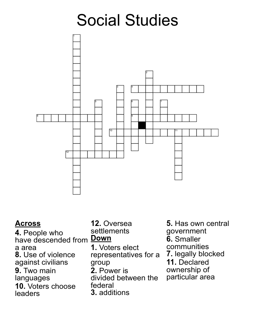 Social Studies Crossword - WordMint