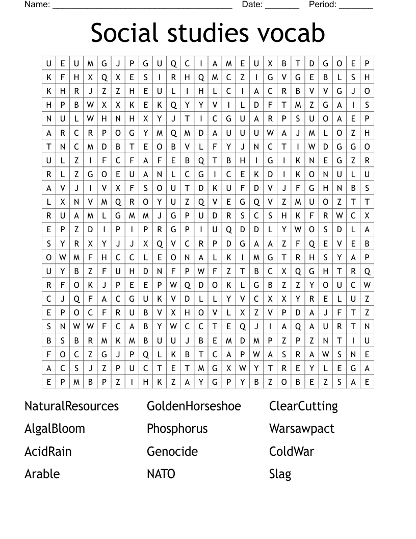 Social studies vocab Word Search - WordMint