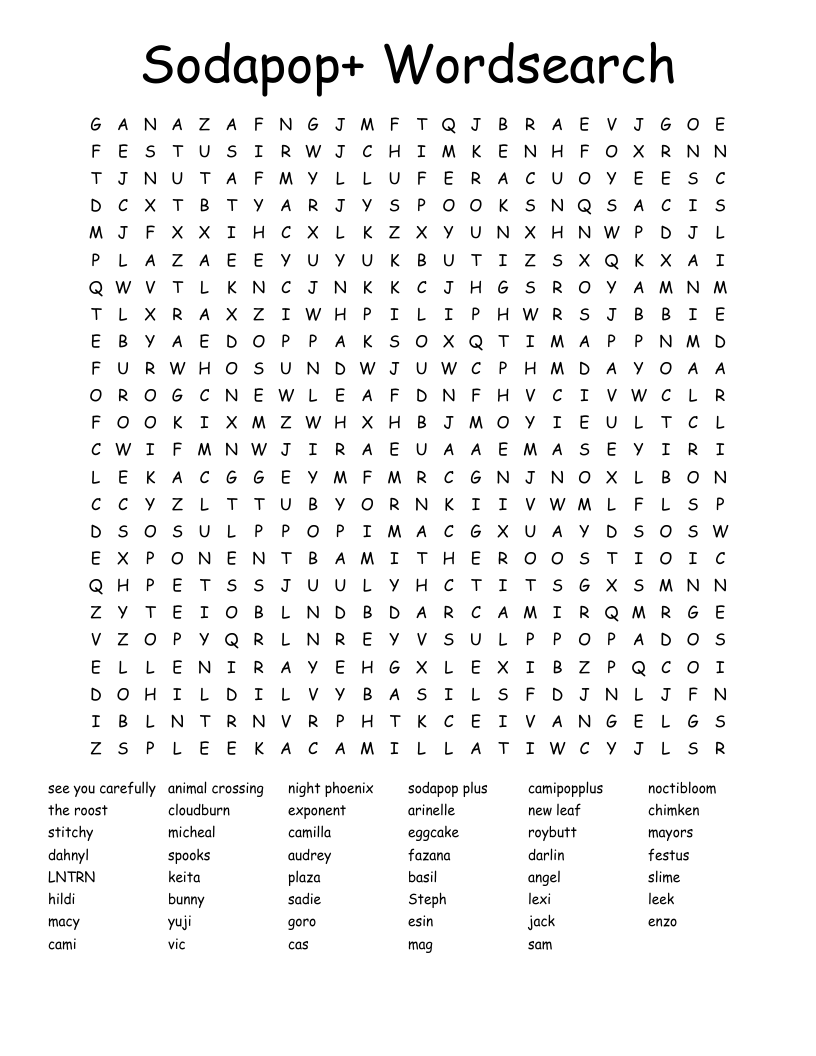 Sodapop+ Wordsearch - WordMint