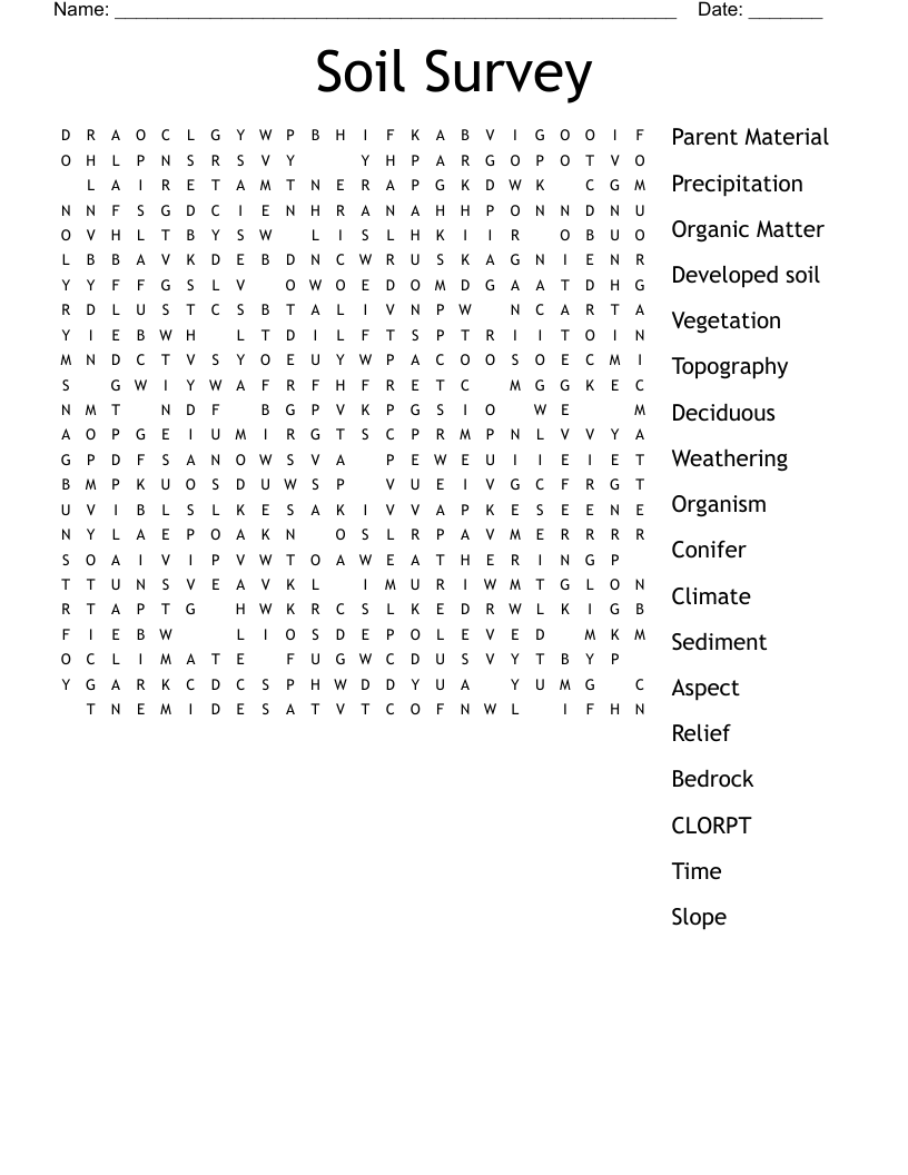 Soil Survey Word Search WordMint