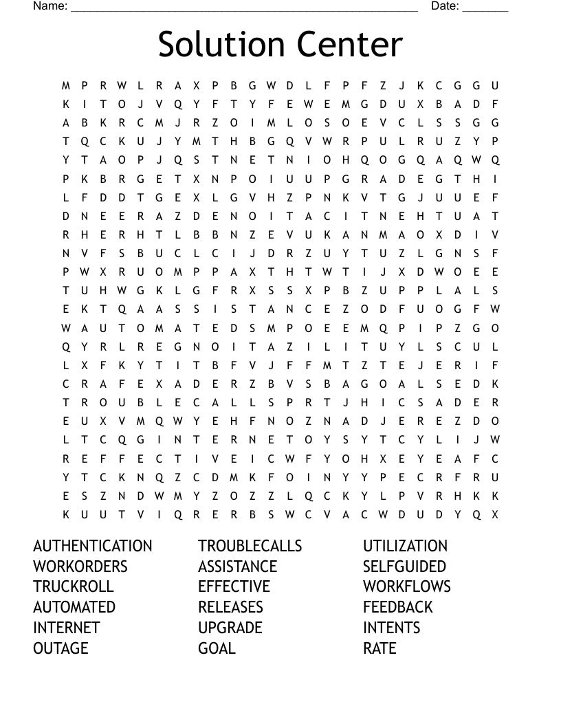 Solution Center Word Search - WordMint