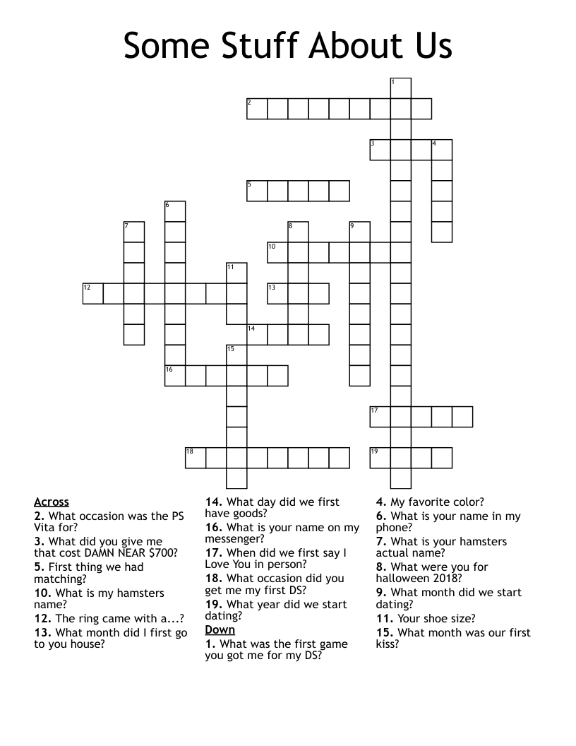 Some Stuff About Us Crossword - WordMint