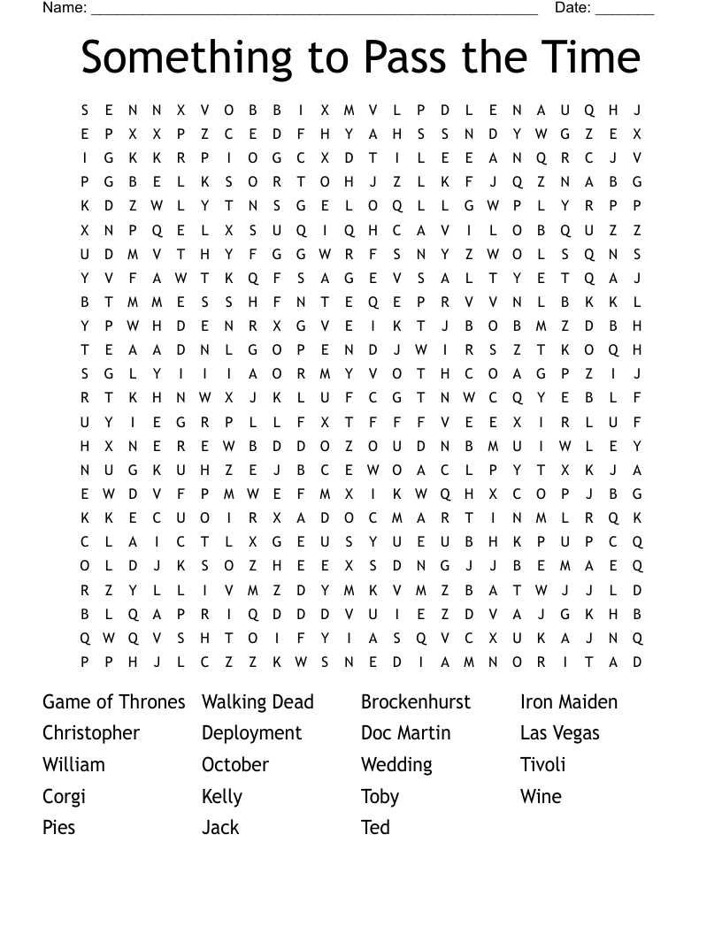 Something to Pass the Time Word Search - WordMint