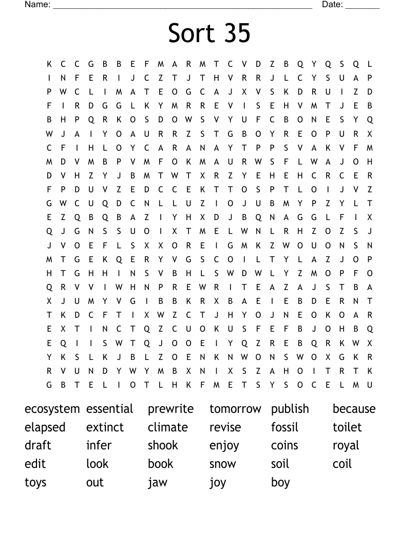 Sort 35 Word Search - WordMint