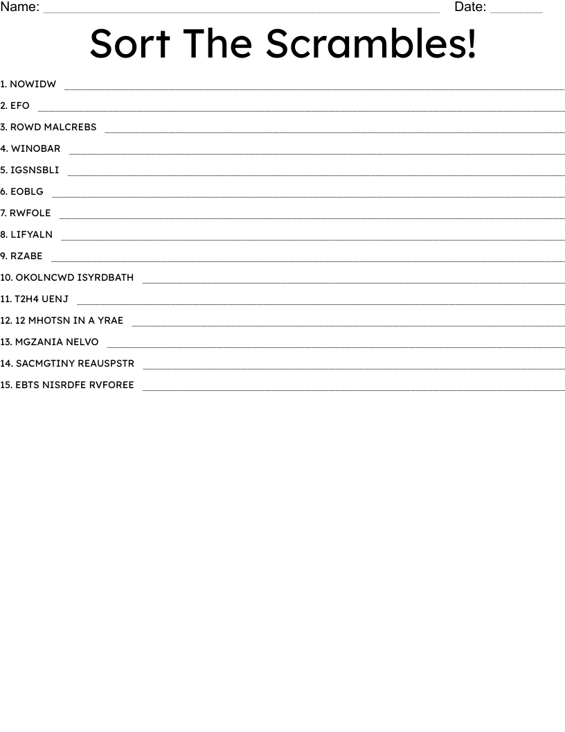 Sort The Scrambles! - WordMint