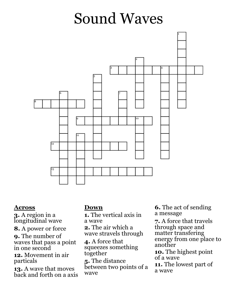 Sound Waves Crossword - WordMint