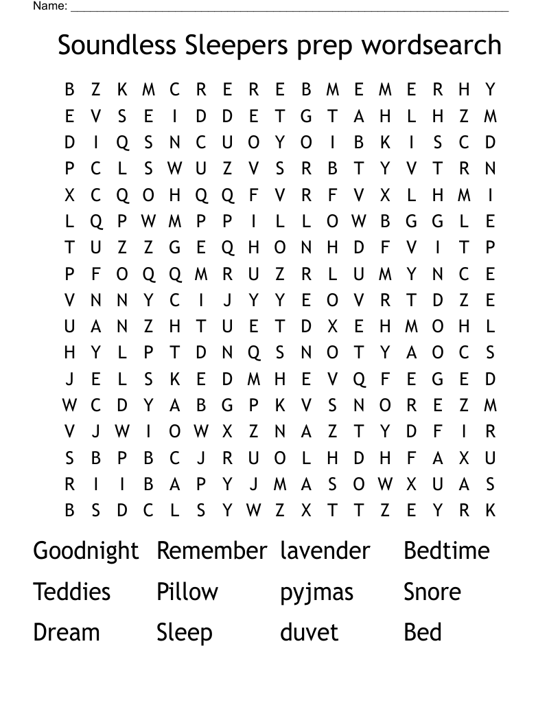 Bedtime Word Search - WordMint