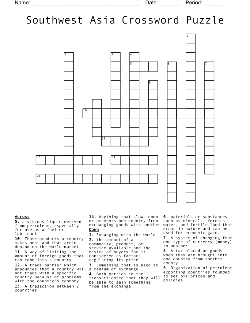 Asia Crossword Puzzle Wordmint - Form example download