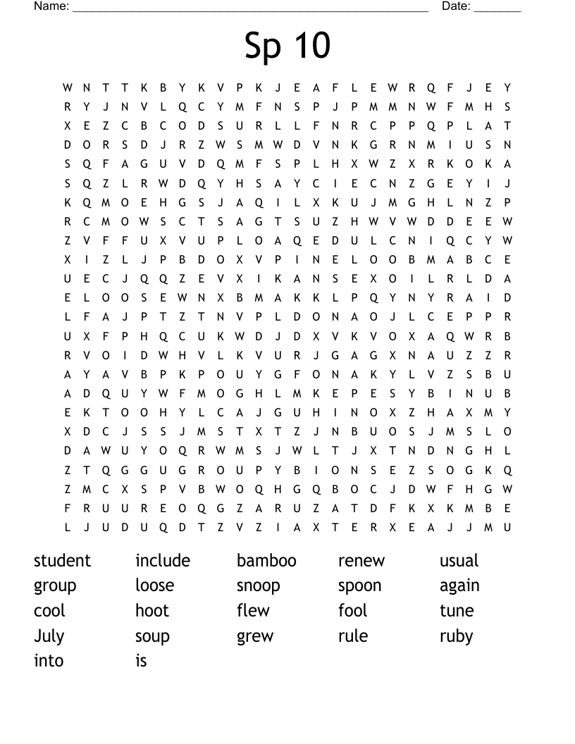 Sp 10 Word Search - WordMint