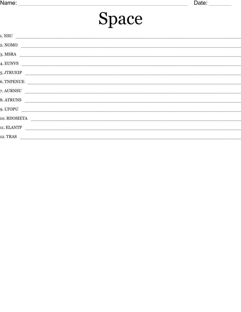 Space Word Scramble - WordMint