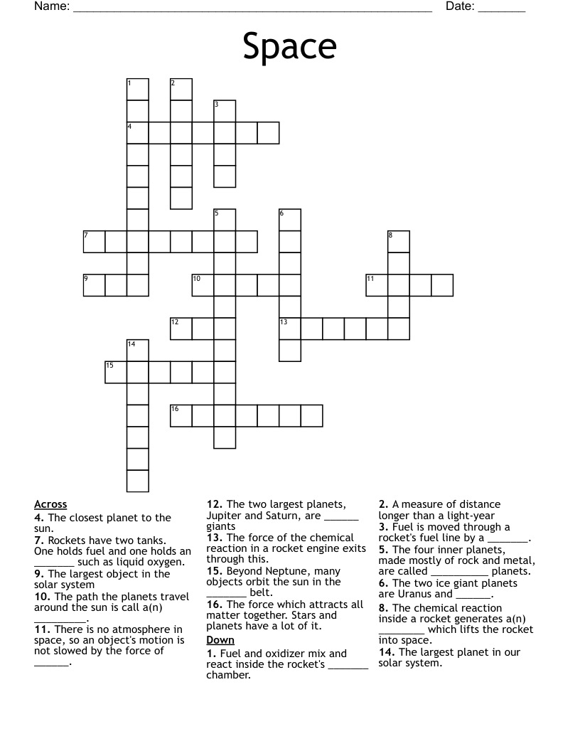 Space Crossword - WordMint
