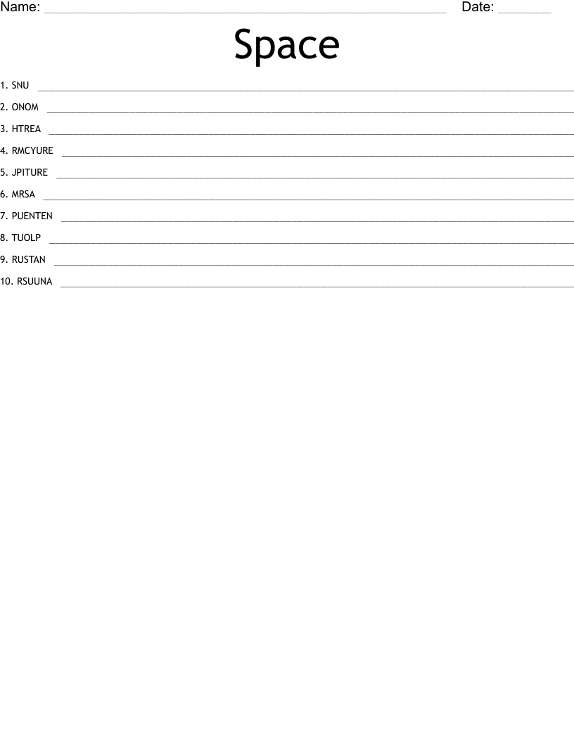 Space Word Scramble - WordMint
