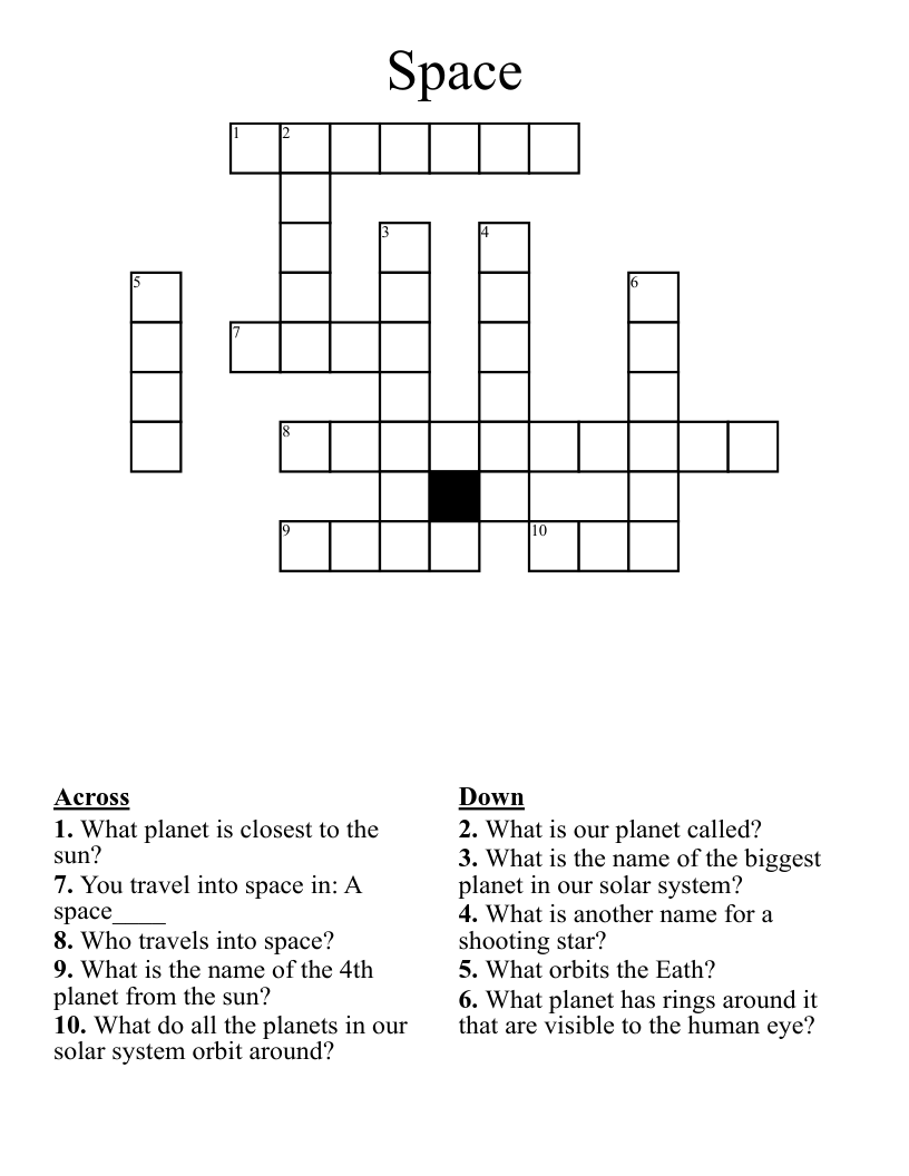 Space Crossword - WordMint