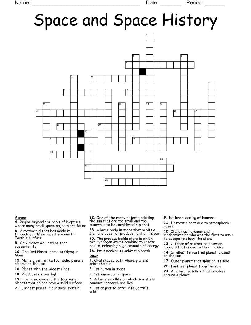 Space and Space History Crossword - WordMint