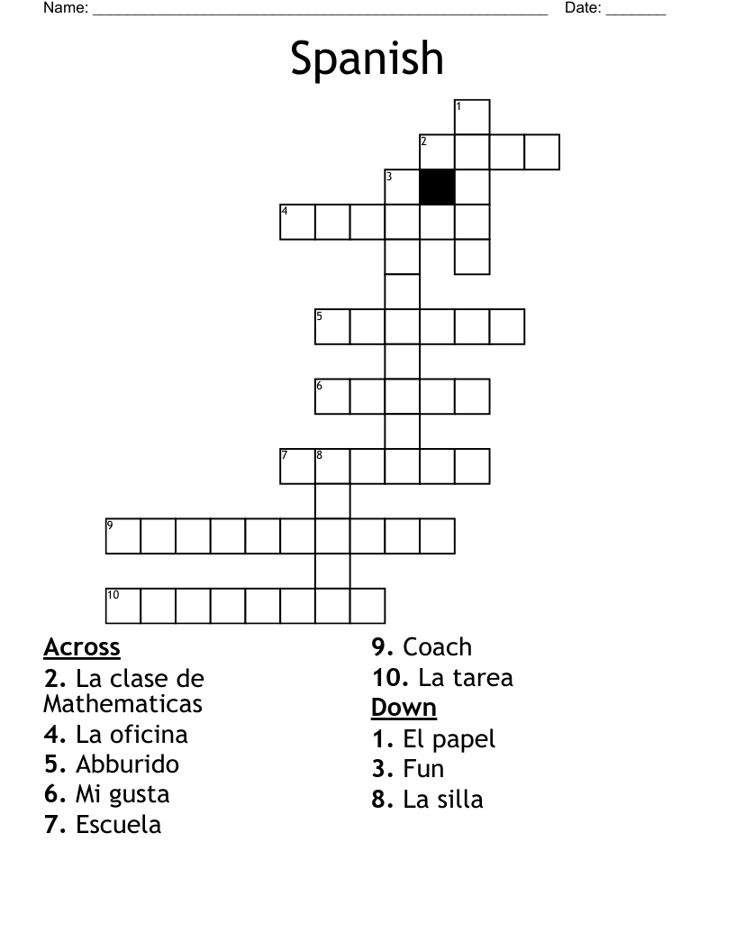 Spanish Crossword - WordMint